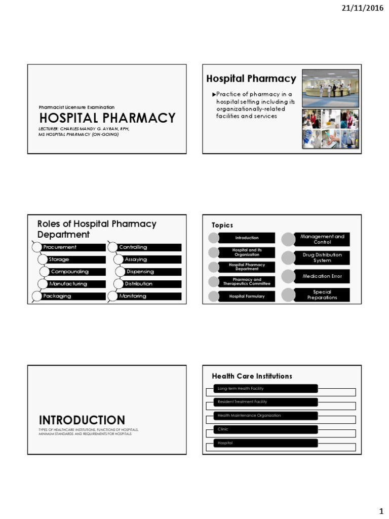 Hospital Pharmacy Handout Ppt | Pharmacy | Health Care