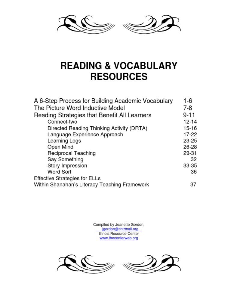 Reading Vocabulary Resources Esl Methods 59ee04ce1723ddf897adfcd6 | PDF ...