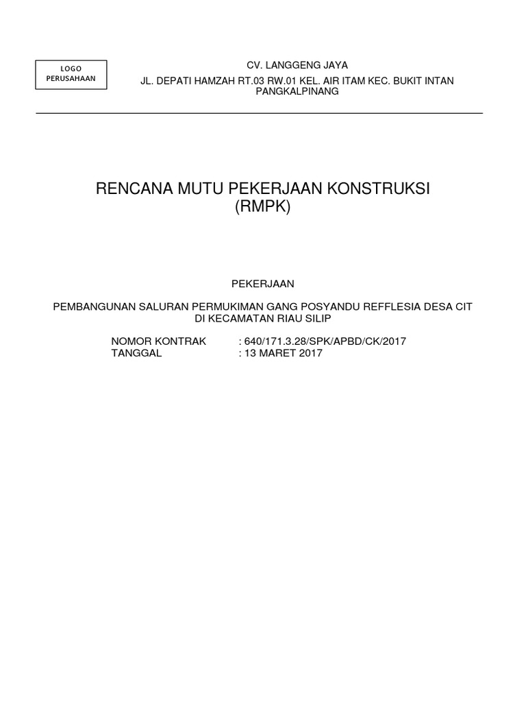 Contoh Format RMPK Latihan | PDF
