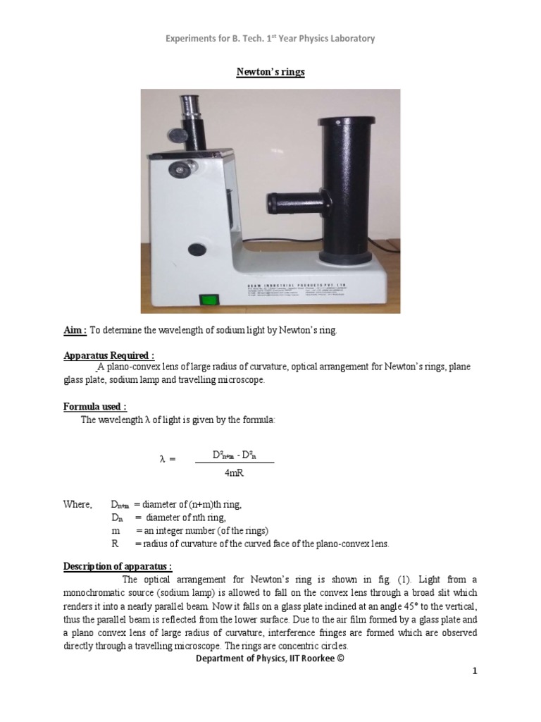 Newton Rings Experiment | PDF | Natural Philosophy | Electromagnetic ...