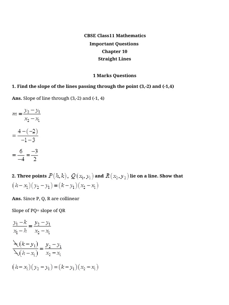 Chapter 10 - Straight Lines | PDF | Line (Geometry) | Slope