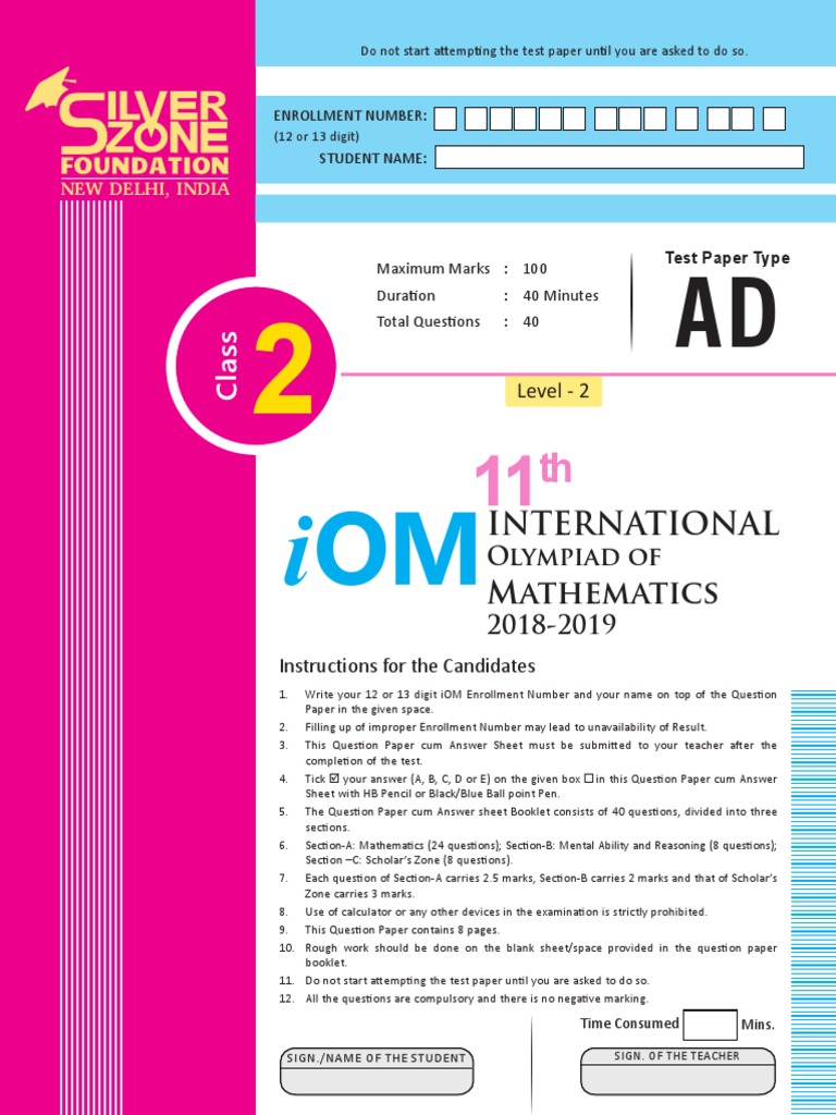 Iom Maths Qs and Answers 2018 | PDF | Teaching Mathematics