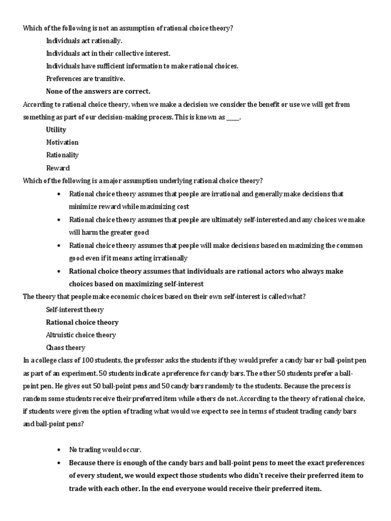Rational Choice Theory | PDF | Choice | Rationality