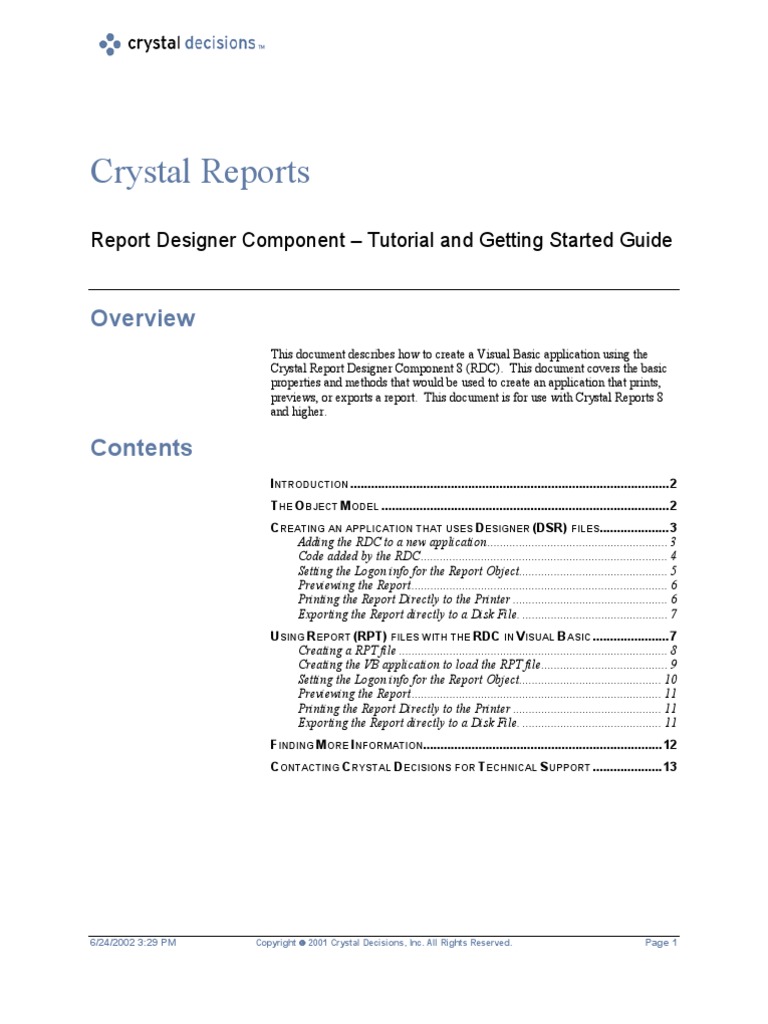 Crystal Reports Designer Component | PDF | Component Object Model ...