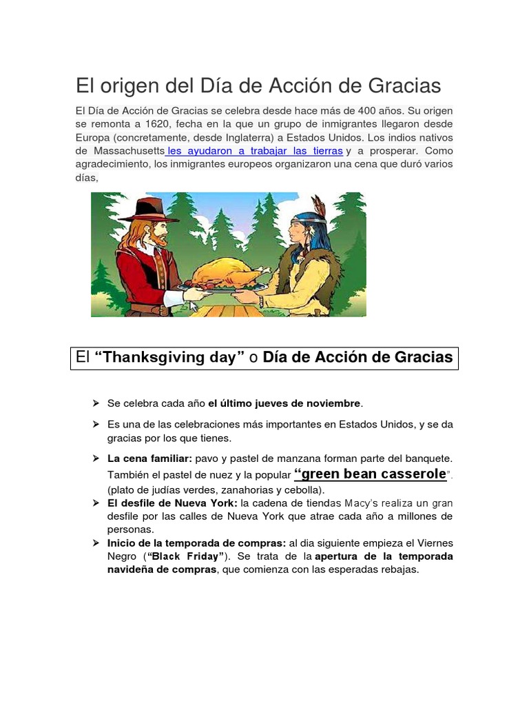 Origen y Tradiciones del Día de Acción de Gracias | PDF | Ciencias ...