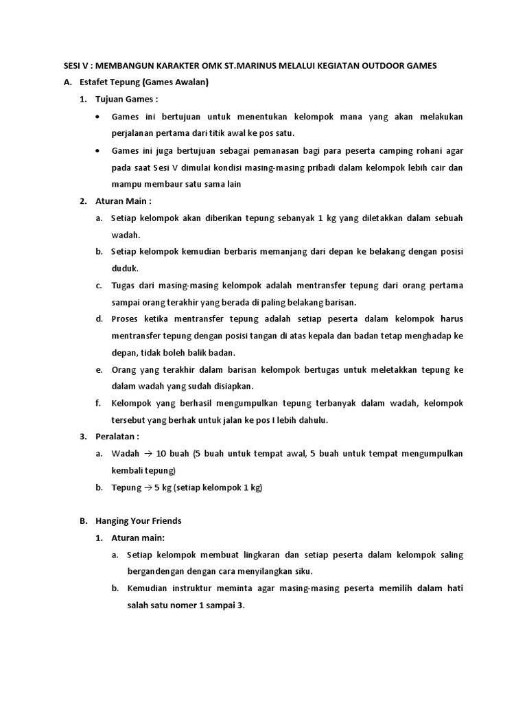 Games Outdoor Acara Camping Rohani | PDF