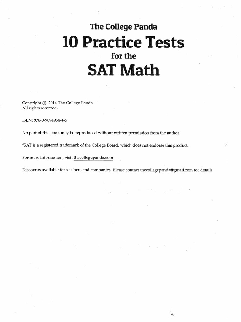 The College Panda 10 Practice Tests For The SAT Math PDF | PDF