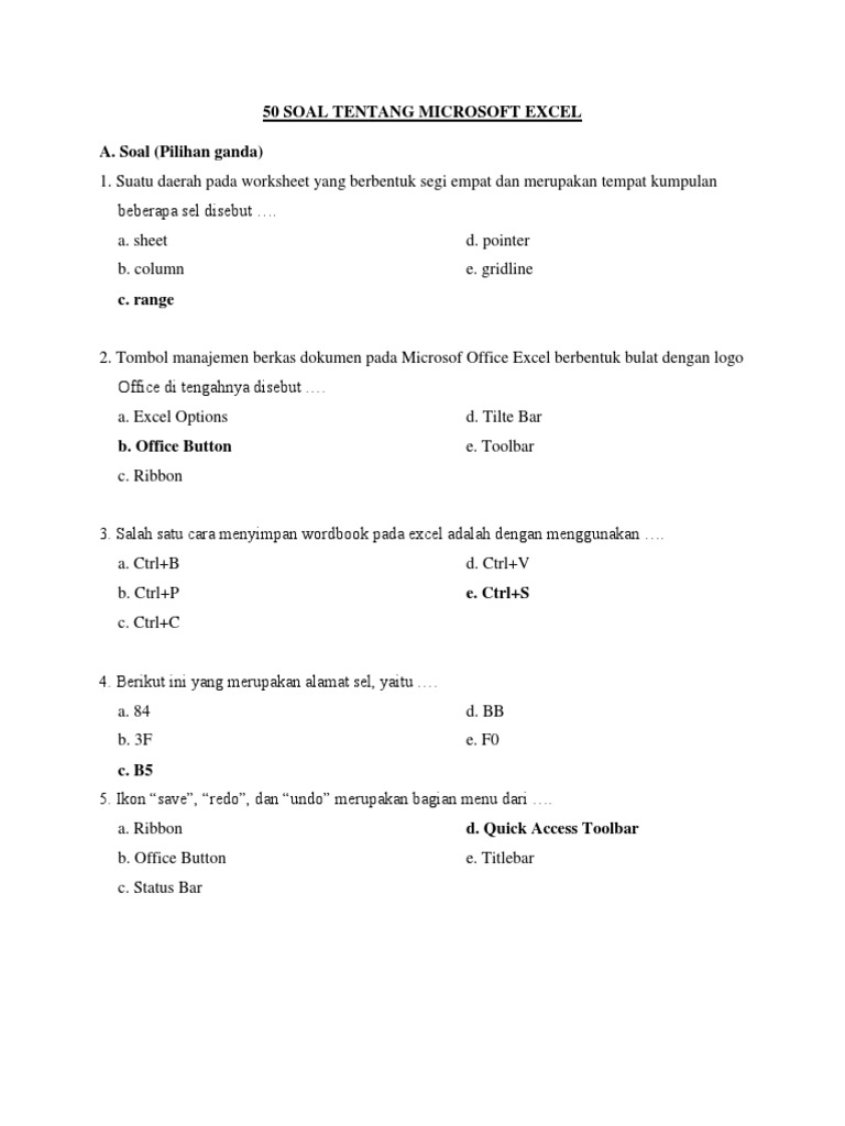 50 Soal Ms Excel | PDF