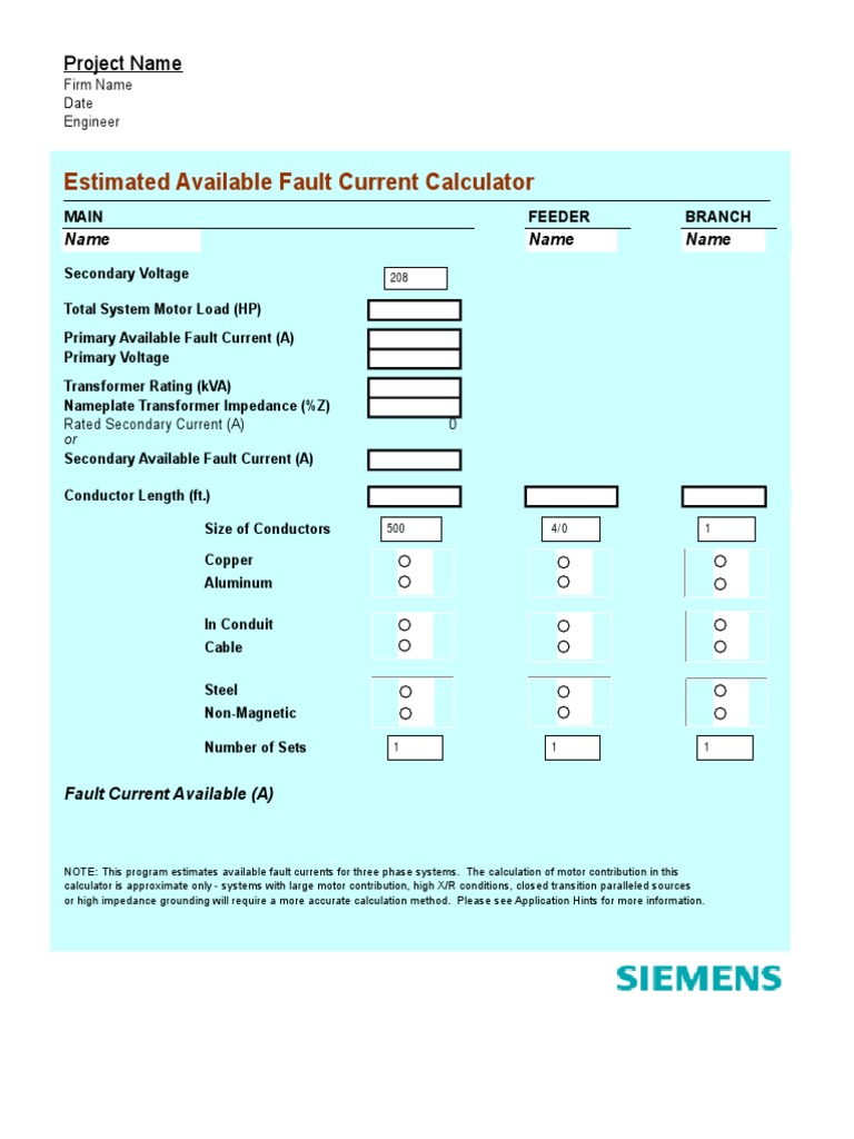 Available Fault Current Selective Coordination Spreadsheet | PDF ...