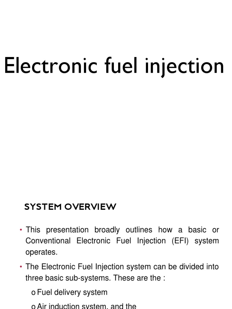 Overview of Electronic Fuel Injection System | PDF | Fuel Injection ...