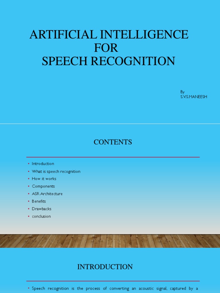Artificial Intelligence-For Speech Recognition.ppt | Speech Recognition ...