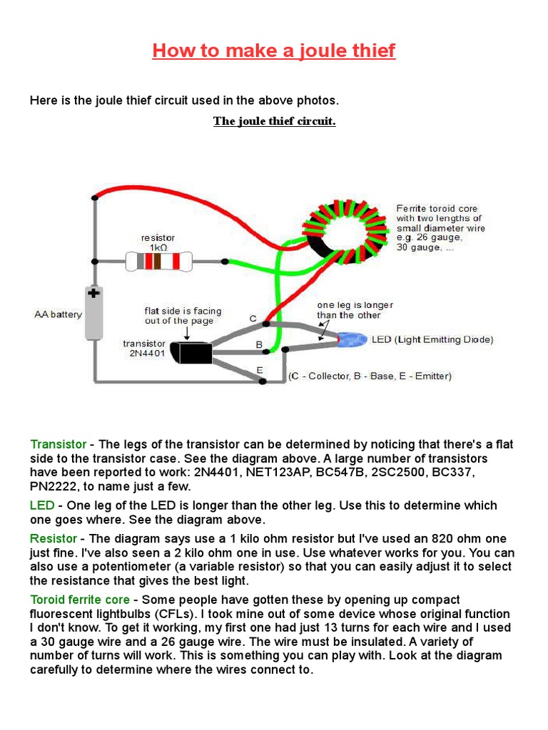 How To Make A Joule Thief | PDF