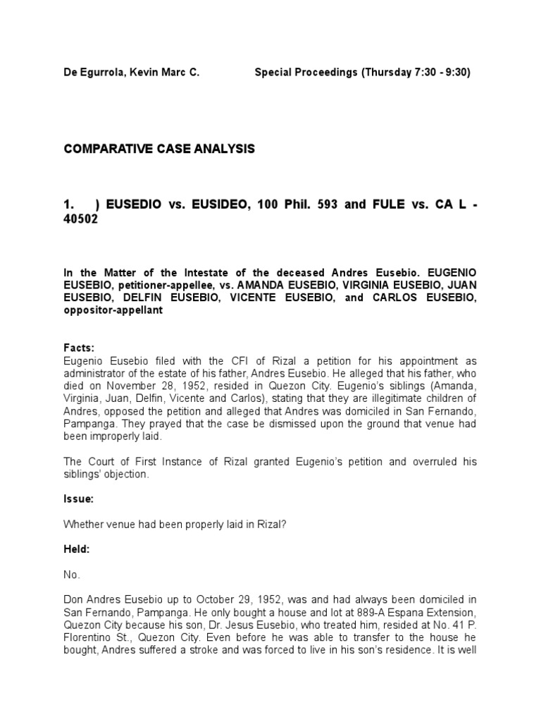 Comparative Analysis | PDF | Domicile (Law) | Supreme Court Of Virginia