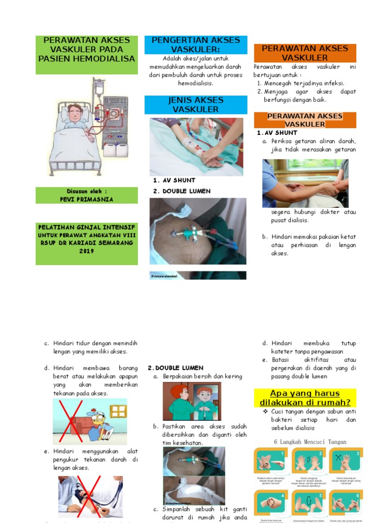 Leaflet Perawatan Akses Vaskuler Pada Pasien Hemodialisa Pevi | PDF