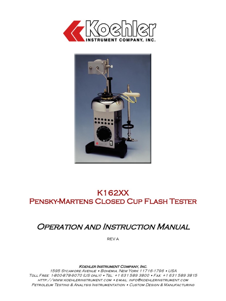 Koehler Pensky-Martens Flash Tester Manual | PDF | Pipe (Fluid ...