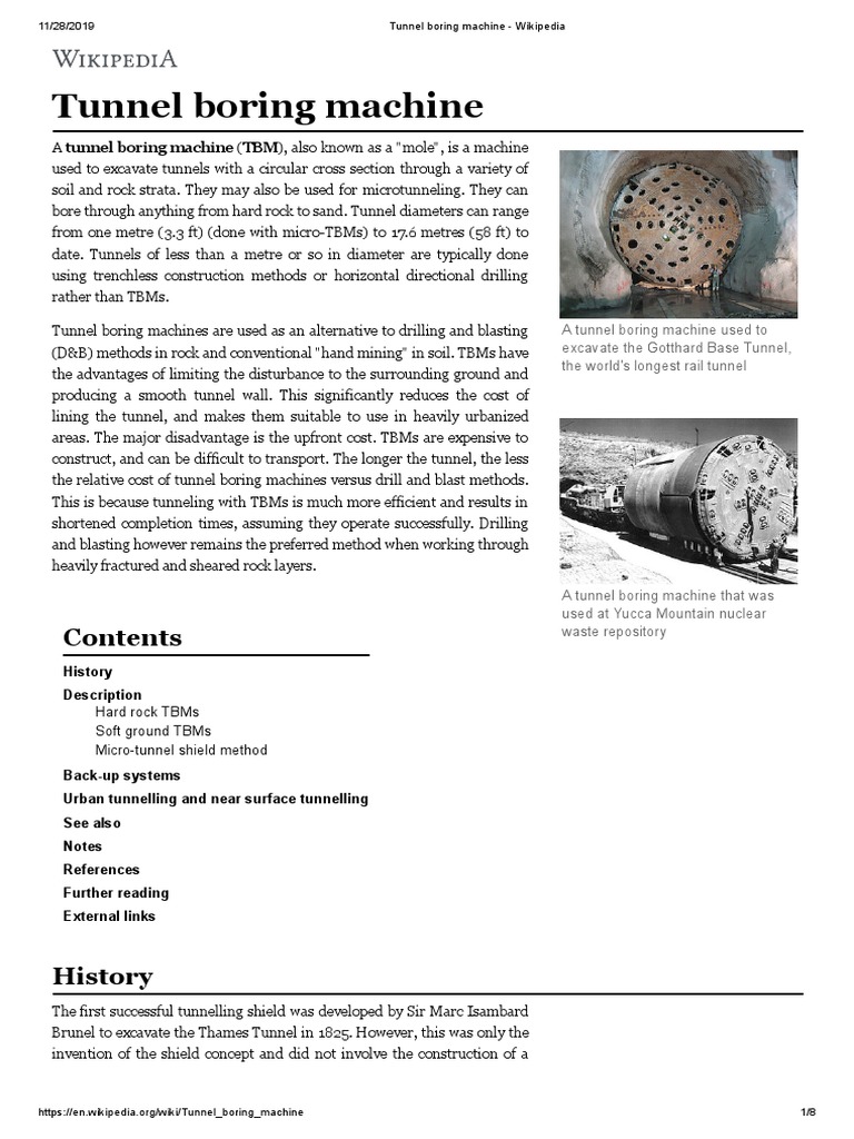Tunnel Boring Machine | PDF | Infrastructure | Economic Sectors
