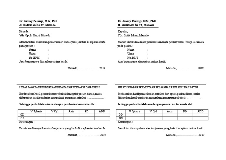 Surat Rujukan Ke OPTIK | PDF