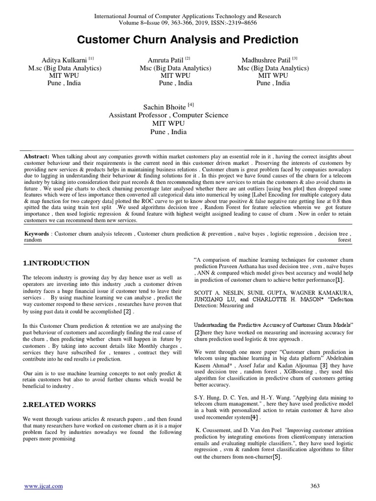 Customer Churn Analysis and Prediction | PDF | Machine Learning ...
