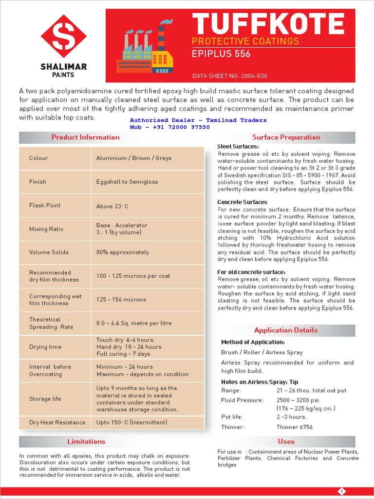 Epoxy Mastic Primer Epiplus 556 | PDF | Paint | Concrete
