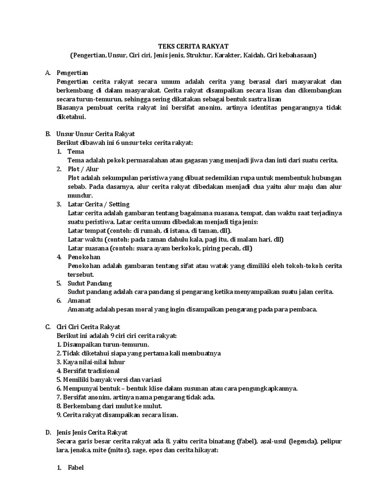Teks Cerita Rakyat | PDF