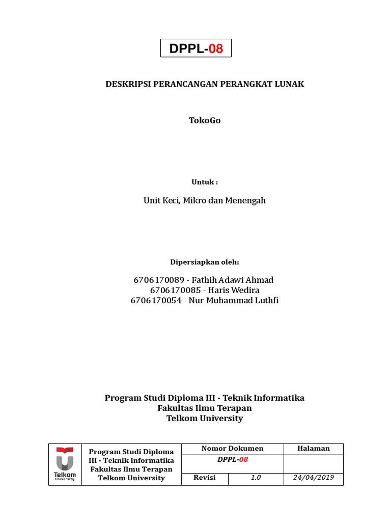 DESKRIPSI PERANCANGAN PERANGKAT LUNAK (DPPL) TokoGo | PDF