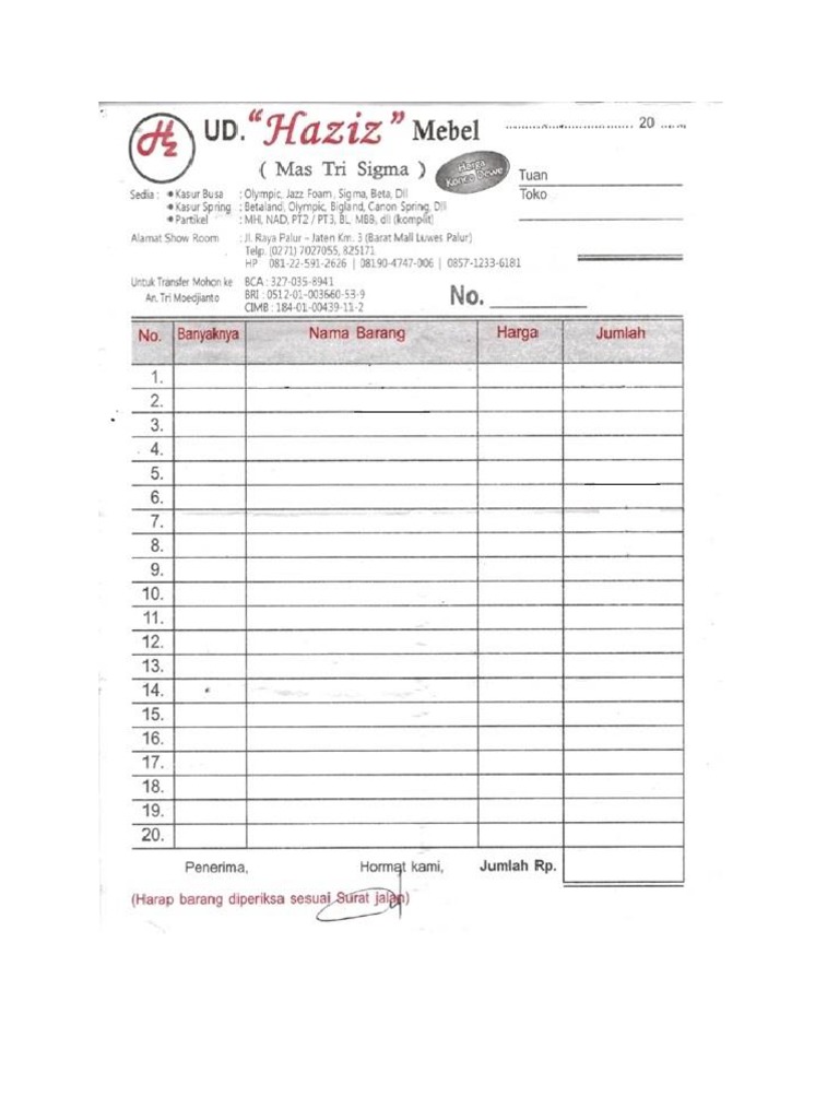 Nota Mebel Solo | PDF