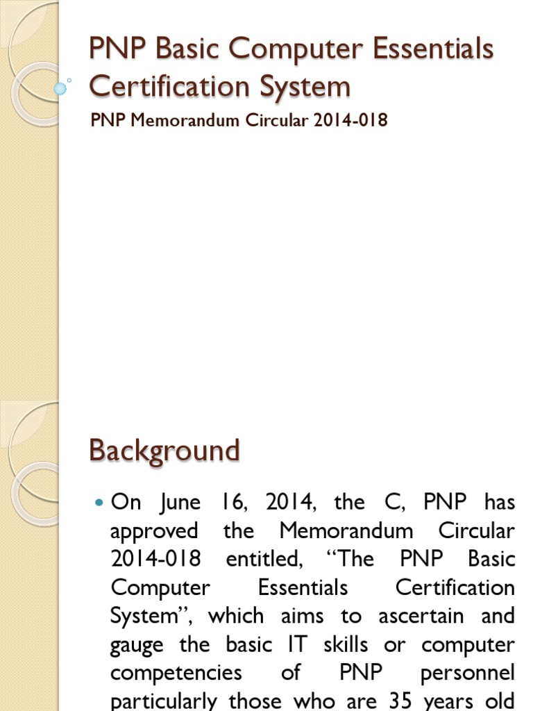 PNP Basic Computer Essentials Certification System Region | PDF | Test ...