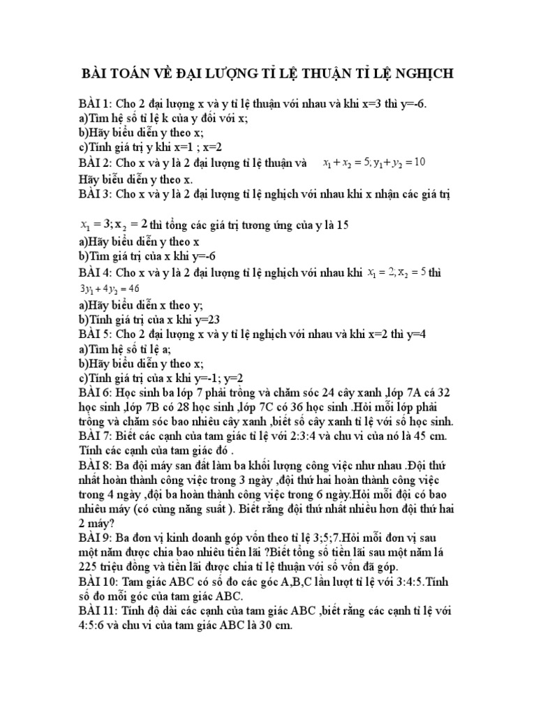 Bai Toan Ve Dai Luong Ti Le Thuan Ti Le Nghich | PDF