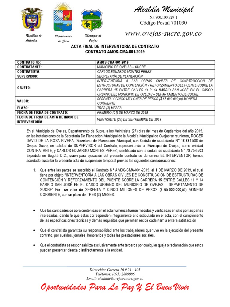 modelo informe final interventoria | Política | Gobierno