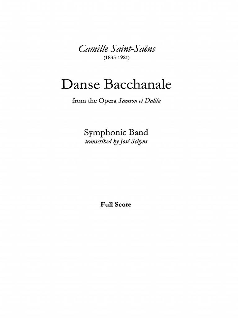 Dance Bacchanale Score | PDF