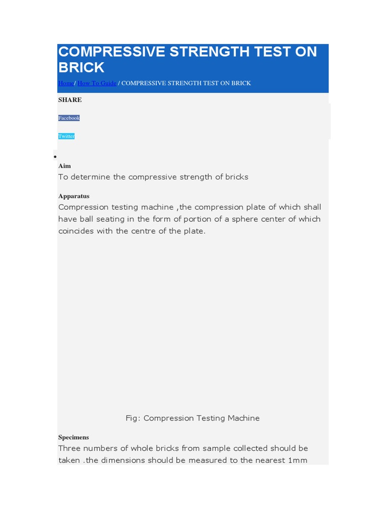 Compressive Strength Test On Brick | PDF | Concrete | Structural ...