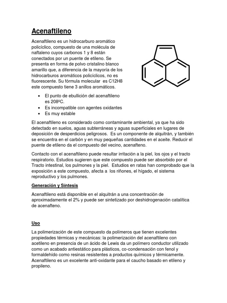 Acenaftileno: Propiedades y Usos | PDF | Ciencia y matemáticas
