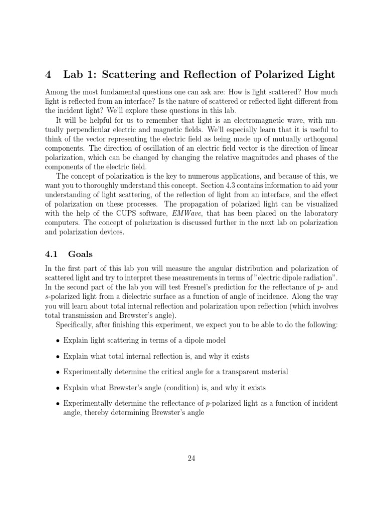 Lab Manual | PDF | Polarization (Waves) | Reflection (Physics)