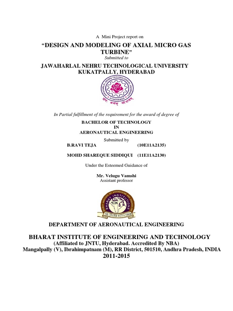 Axial Micro Gas Turbine Design Report | PDF | Gas Turbine | Internal ...