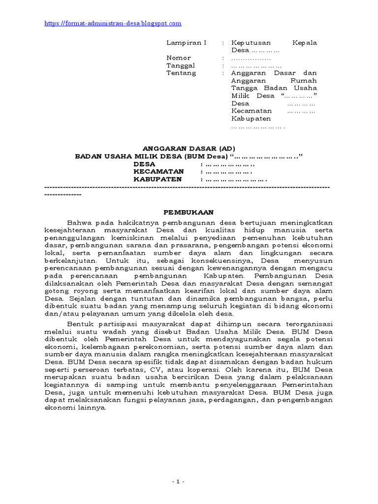 7.b Lampiran SK AD ART BUMDES | PDF