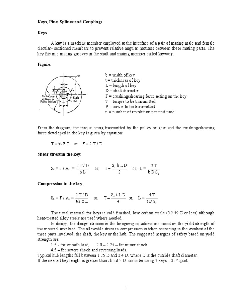Keys Coupling With Sample | PDF | Horsepower | Mechanical Engineering