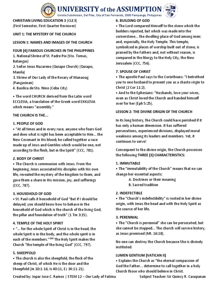 Christian Living Education 3 CLE3 PDF | PDF | Christian Church | Jesus