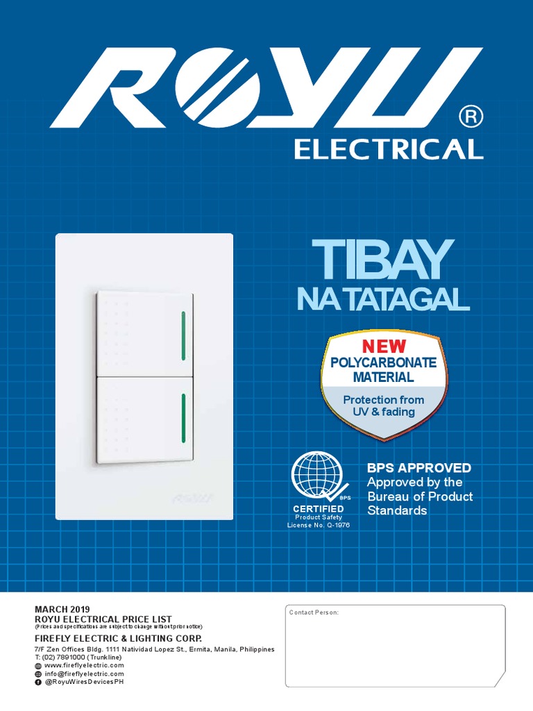 PriceList Royu Electrical March 2019 Issue V2 | PDF | Electrical ...