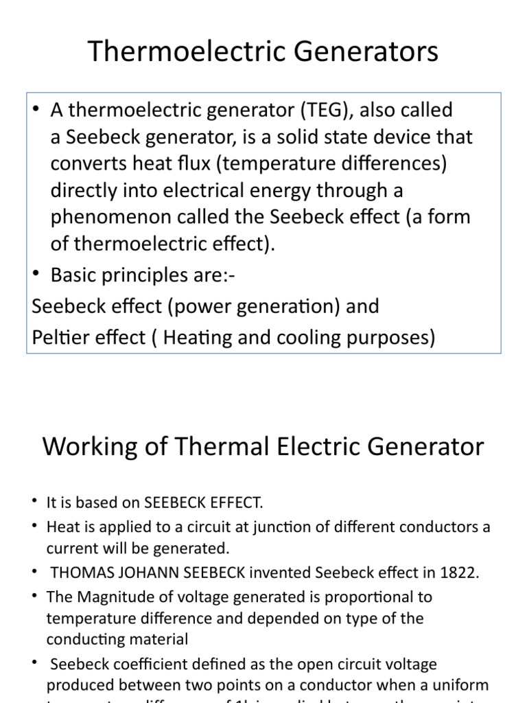 Thermoelectric Generators | PDF | Continuum Mechanics | Energy Production