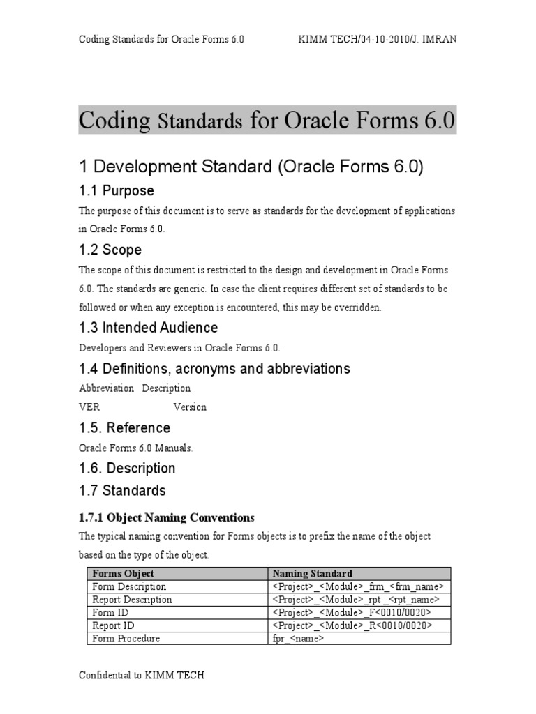 Coding Standards For Oracle Forms 6 | PDF | Library (Computing) | Subroutine