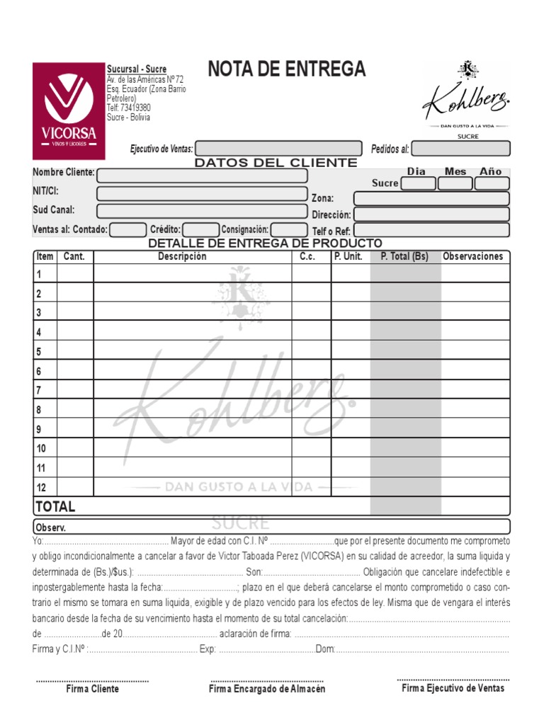 Modelo Nota de Entrega | PDF | Business