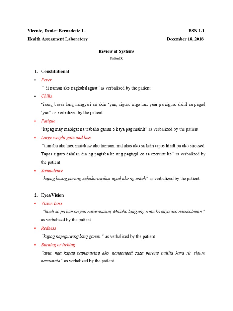 Review of Systems | PDF | Sleep | Prayer