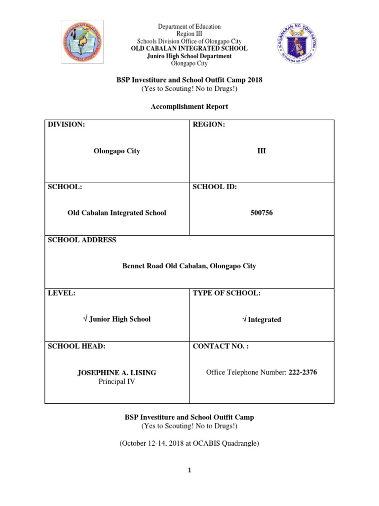 Accomplishment Report | PDF | Scouting | Outdoor Recreation Organizations