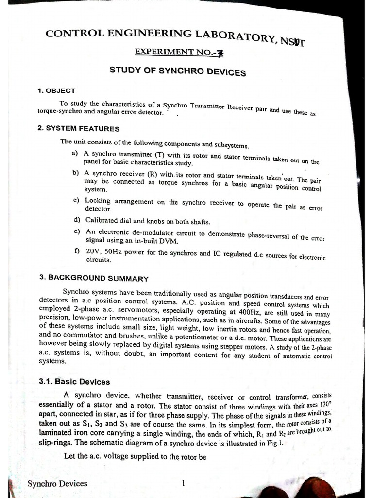 Study of Synchro Devices | PDF