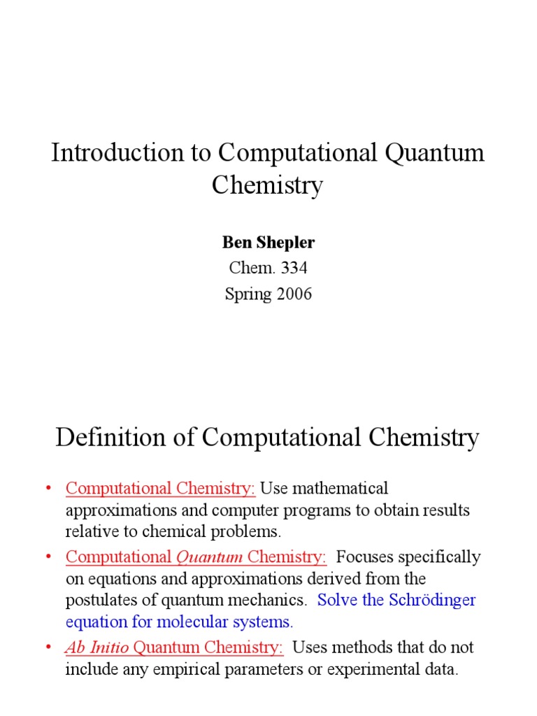 Intro QM Chem | PDF | Computational Chemistry | Hartree–Fock Method