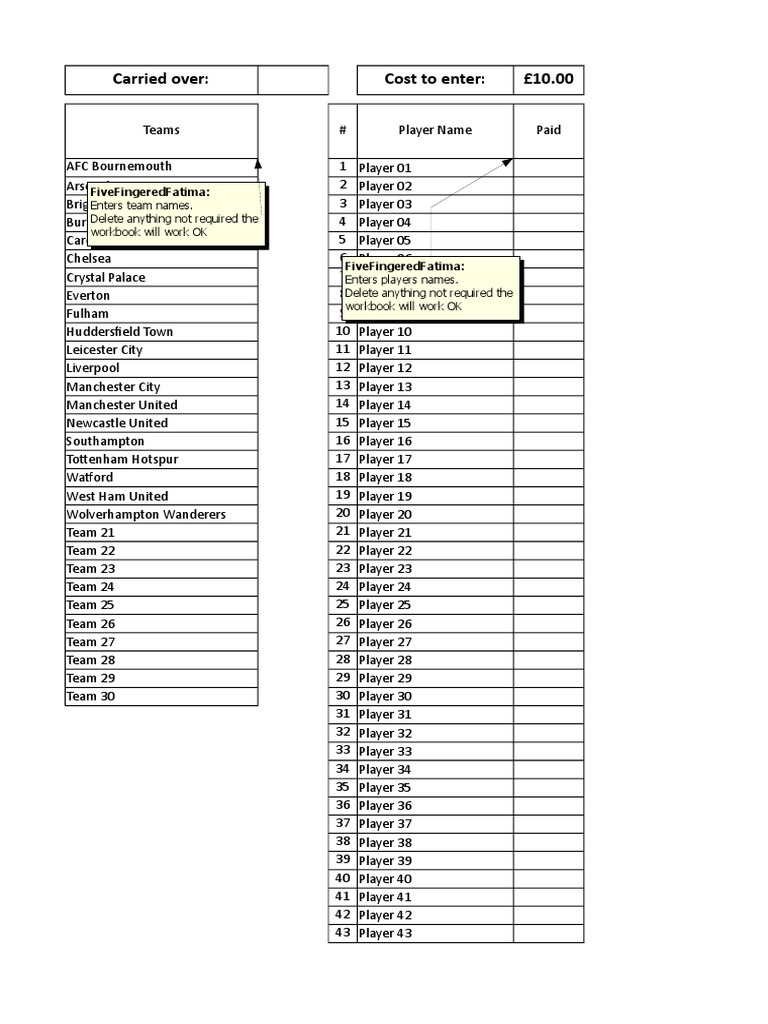 Last Man Standing Template.xlsx | Chelsea F.C. | West Ham United F.C.