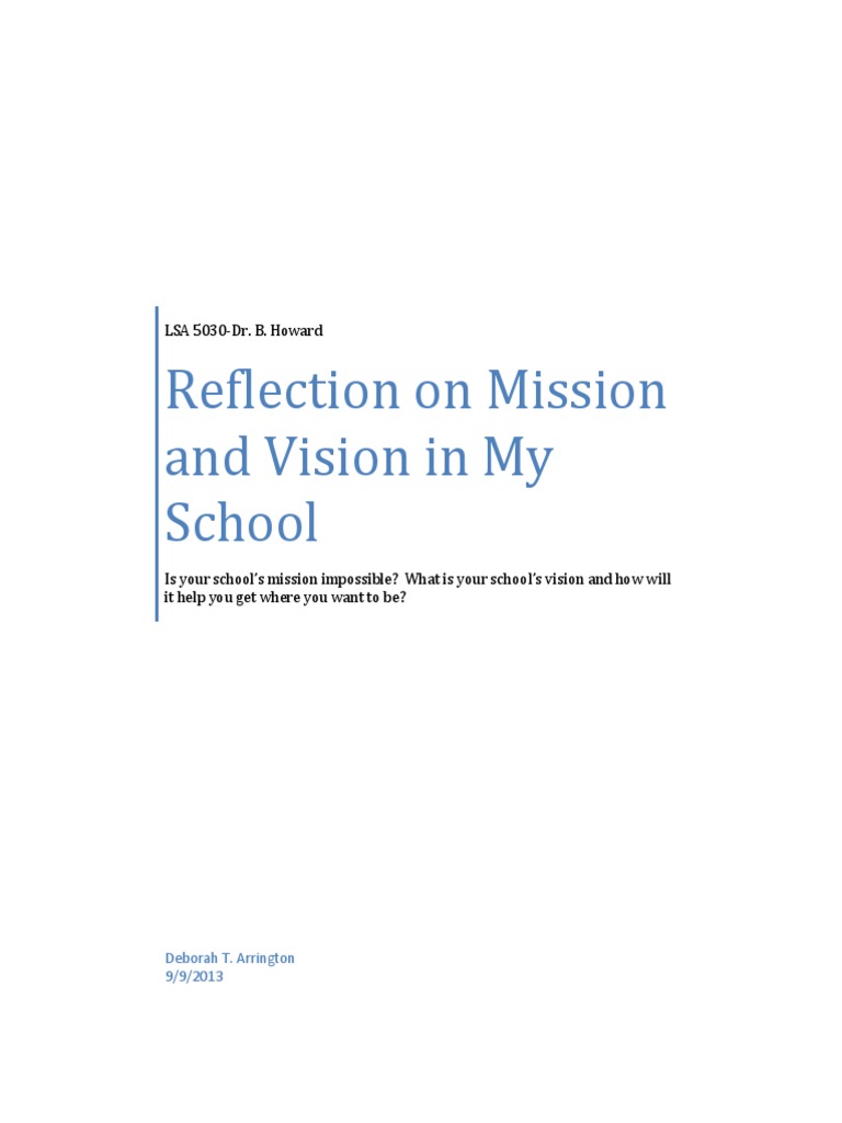Dep Ed Mission and Vision Reflection | PDF | Goal | Curriculum