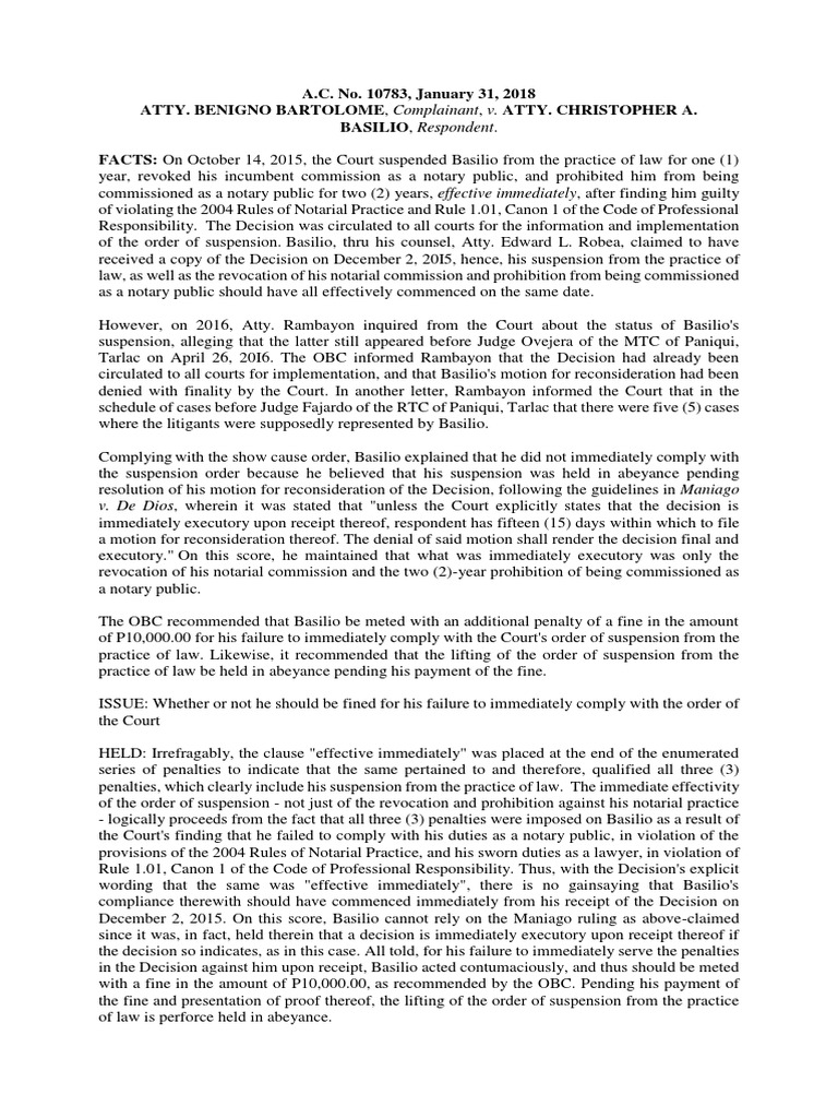 Atty. Bartolome Vs Atty Basilio - Rabanes | PDF | Notary Public | Government