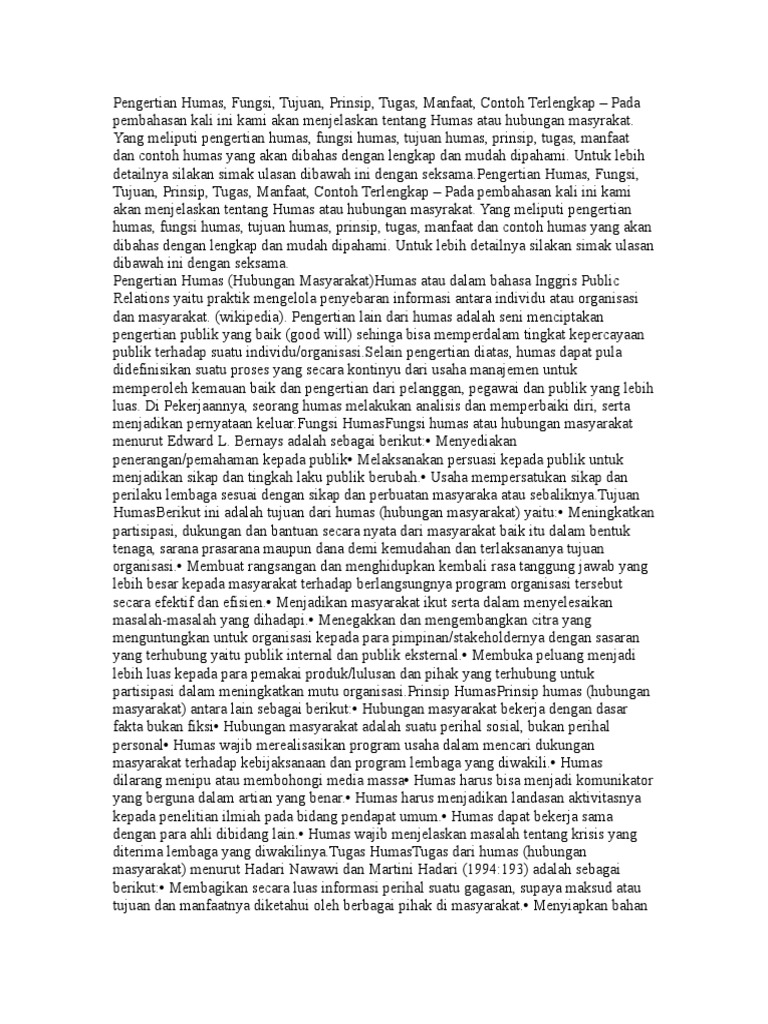 Pengertian Humas | PDF | Karier & Perkembangan