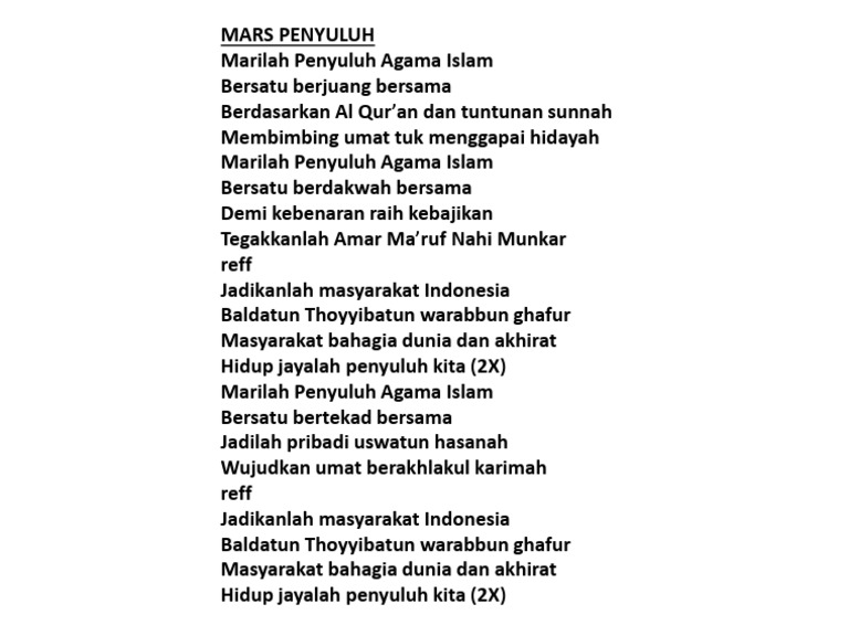 Mars Penyuluh Agama Islam 2018 | PDF